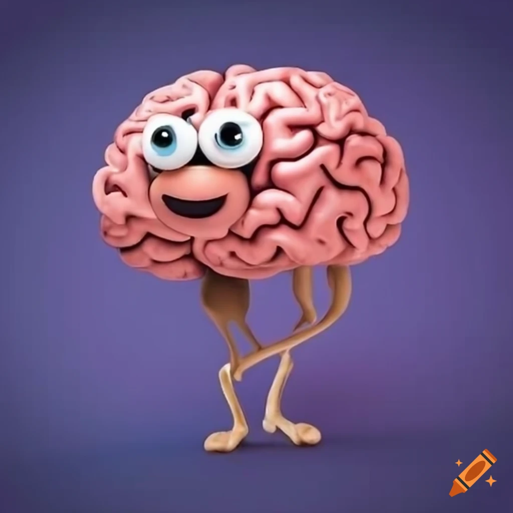 Cute human brain with googly eyes and smile on Craiyon