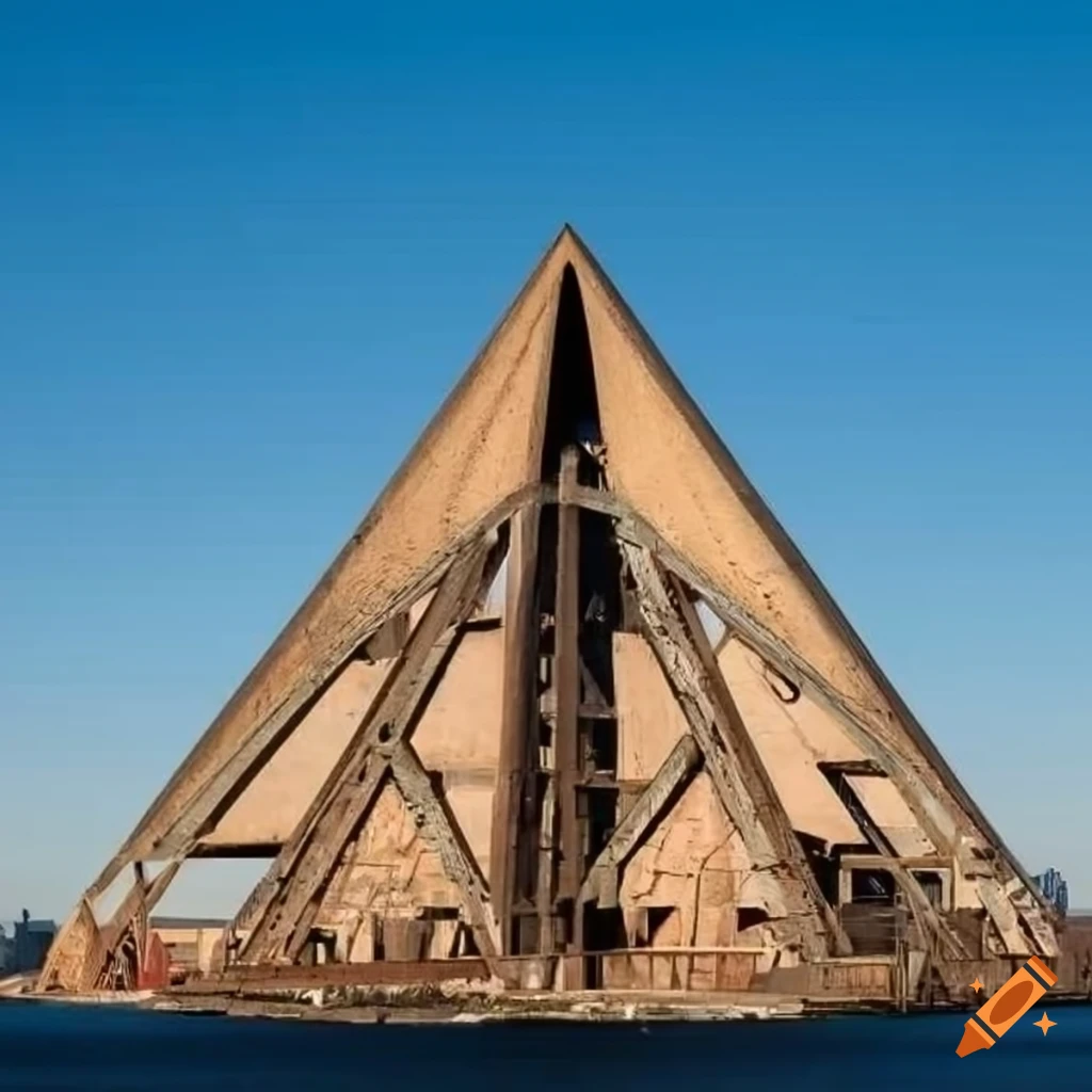 Imposing industrial pyramid structure against a gritty urban background ...