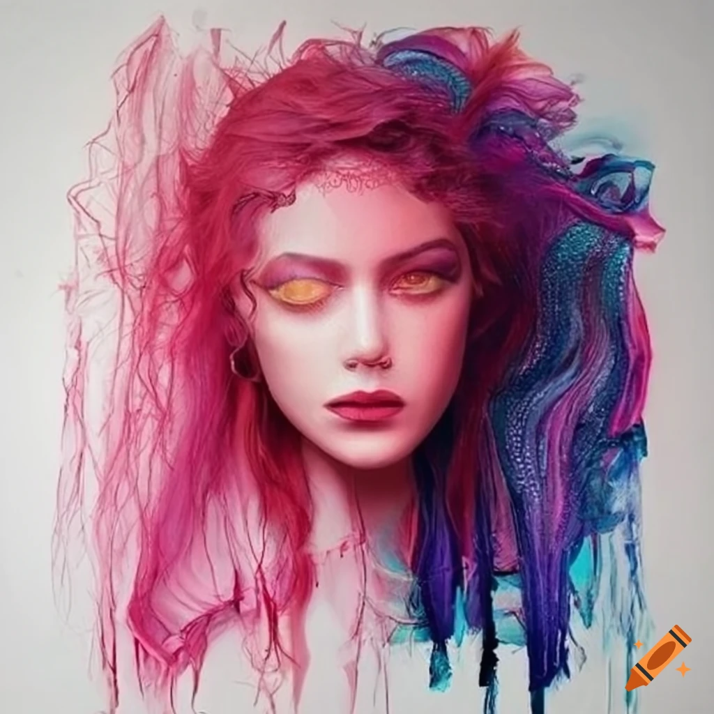 Powerfully striking and stunning beauty depicted in acrylic with a ...