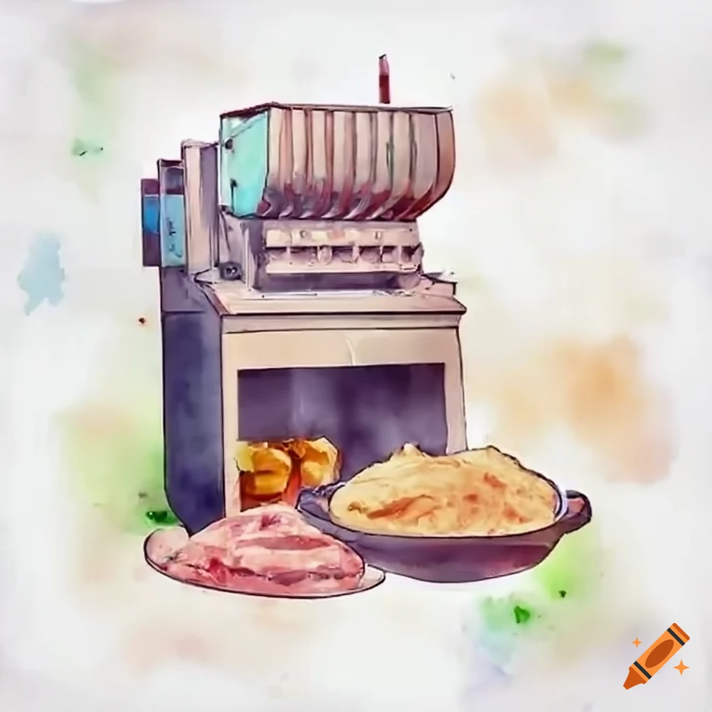 Hummus factory meat machine on Craiyon