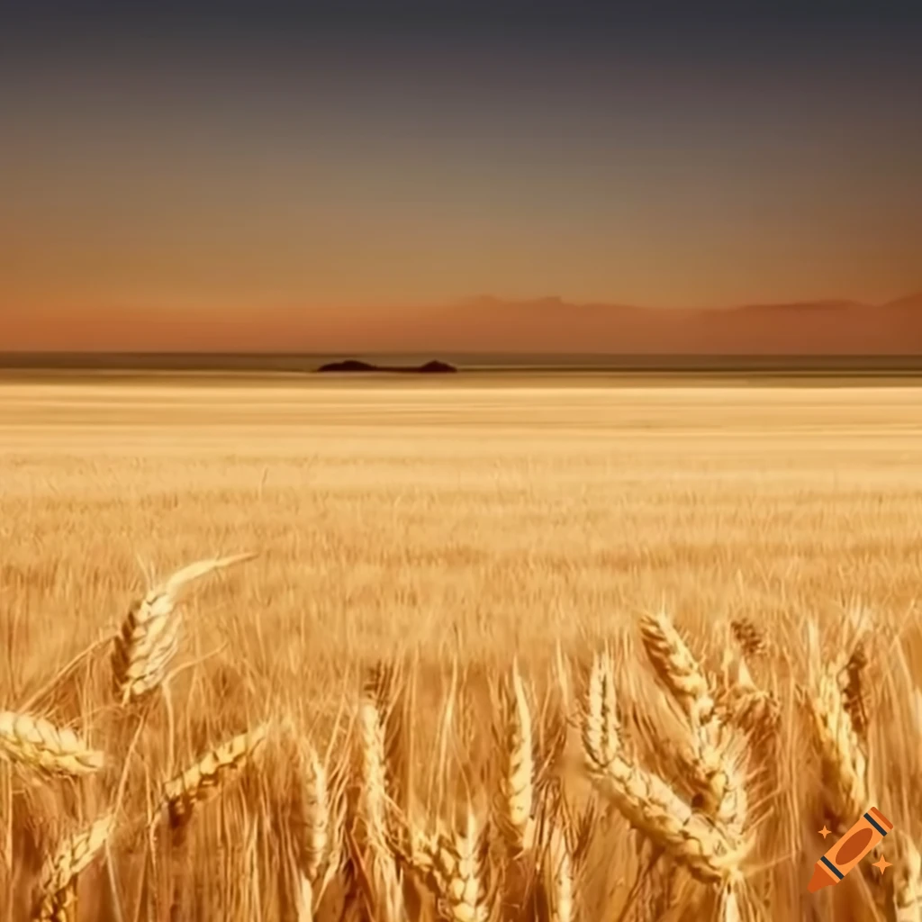 Realistic wheat farm landscape on Craiyon