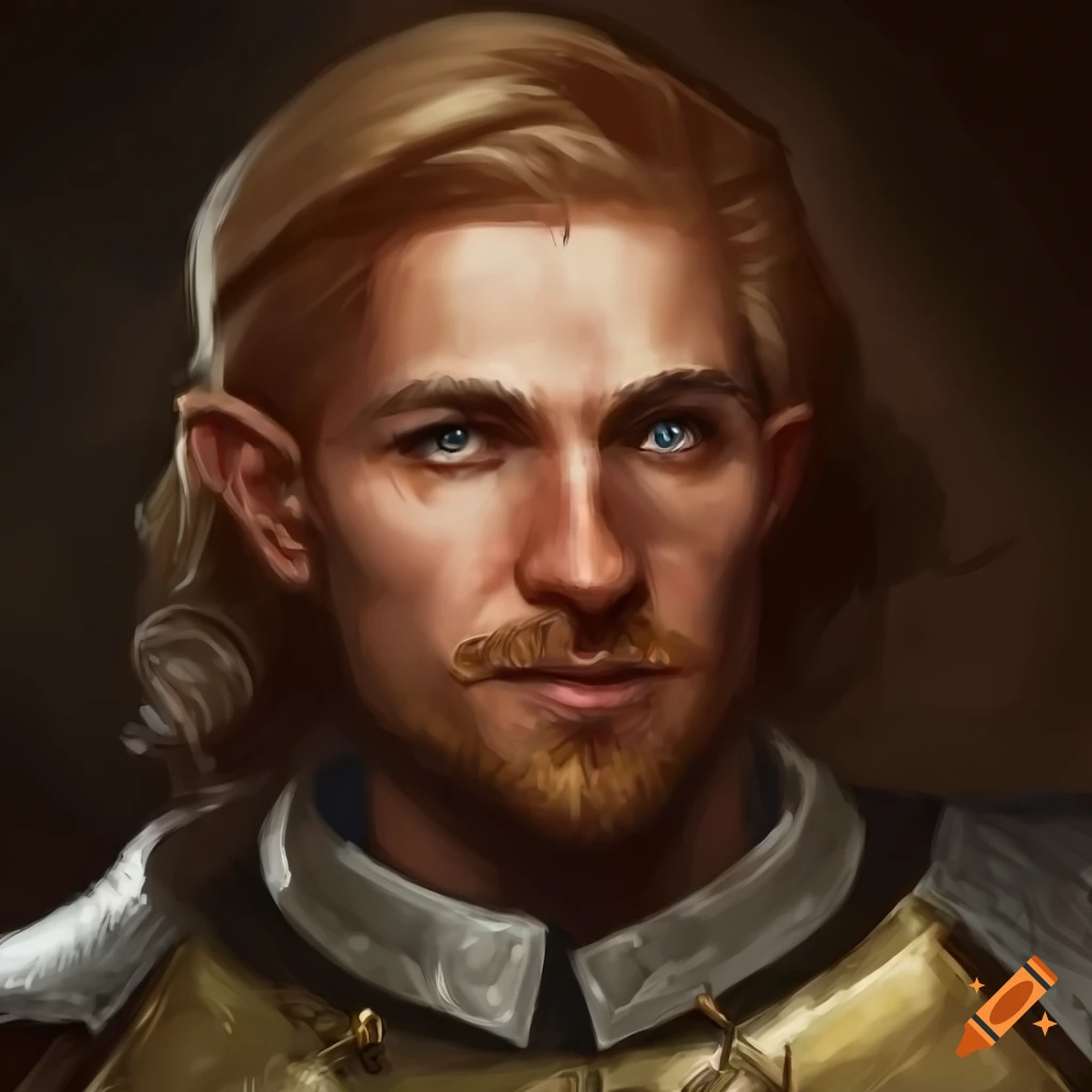 Realistic portrait of a male paladin in glorious armor on Craiyon