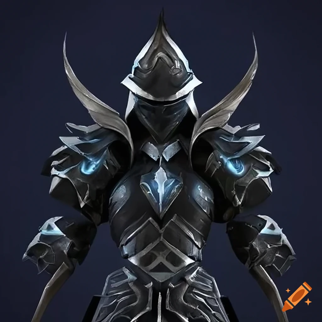 Front view of raven wearing magical armor on Craiyon