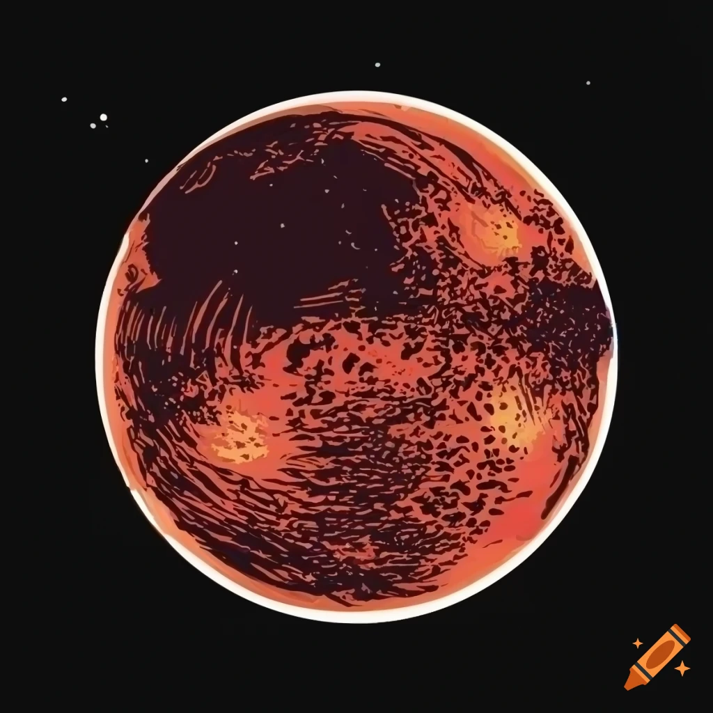 Total solar eclipse in a flat style illustration on Craiyon