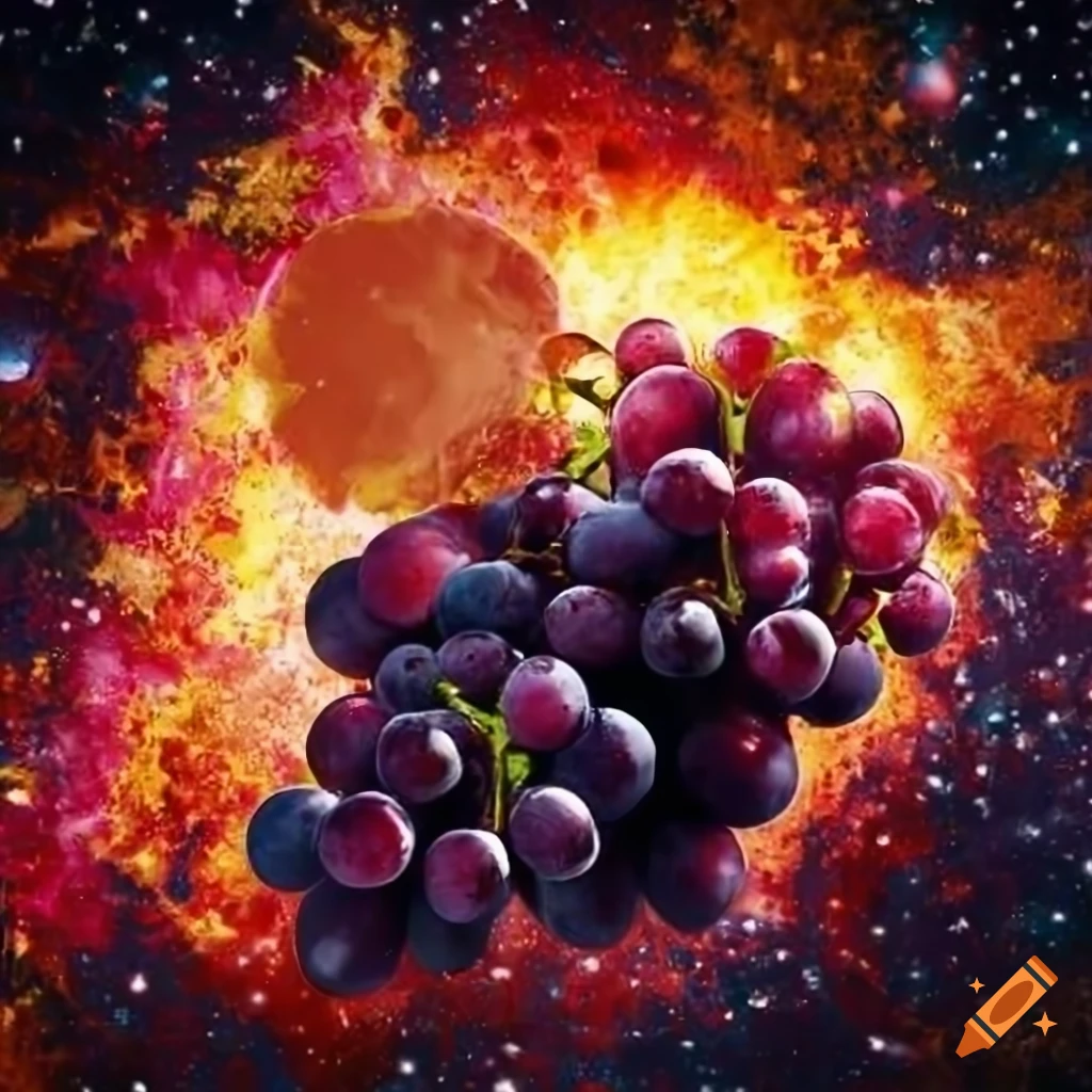 Exploding grapes in a cosmic background on Craiyon