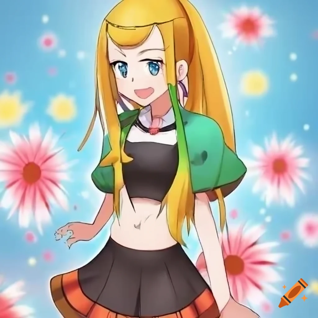 Waifu oc from the pokémon series in spring attire on Craiyon