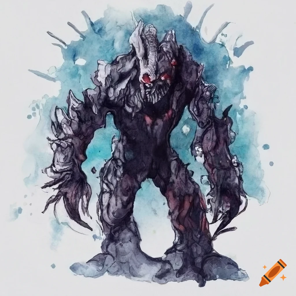 Dark horror ice elemental winter demon full body illustration on Craiyon