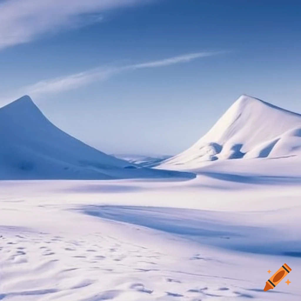 Snow-covered desert landscape on Craiyon