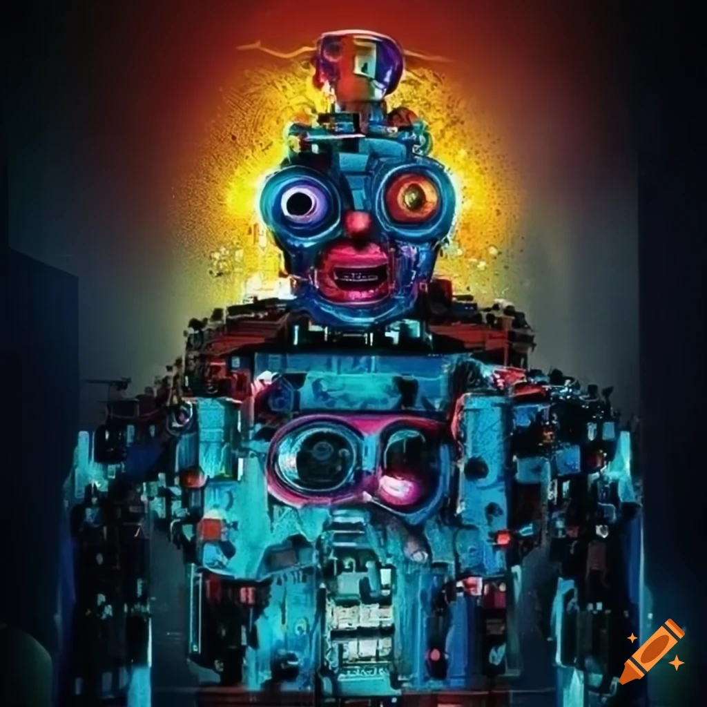 Colorful robot movie poster for "future shock" on Craiyon