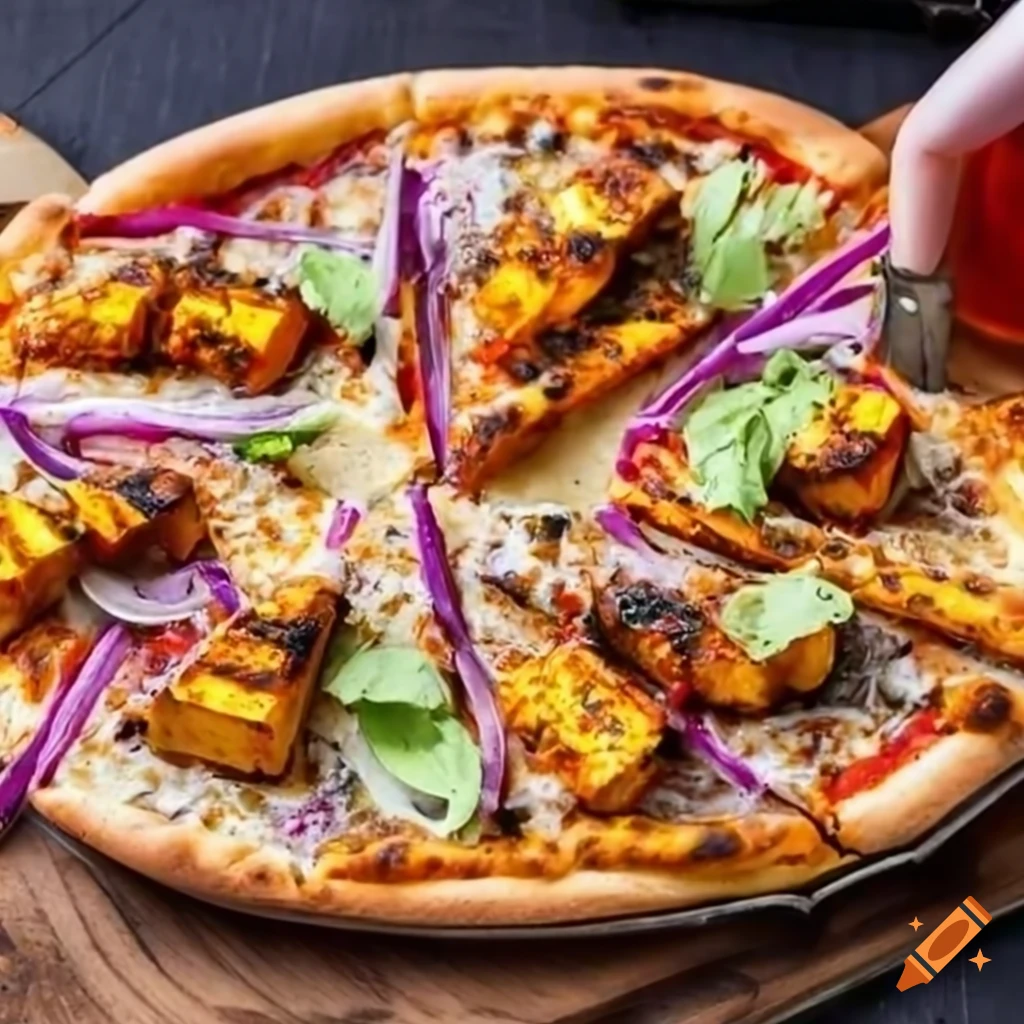 Delicious pizza with paneer peri peri toppings and homemade sauce on ...