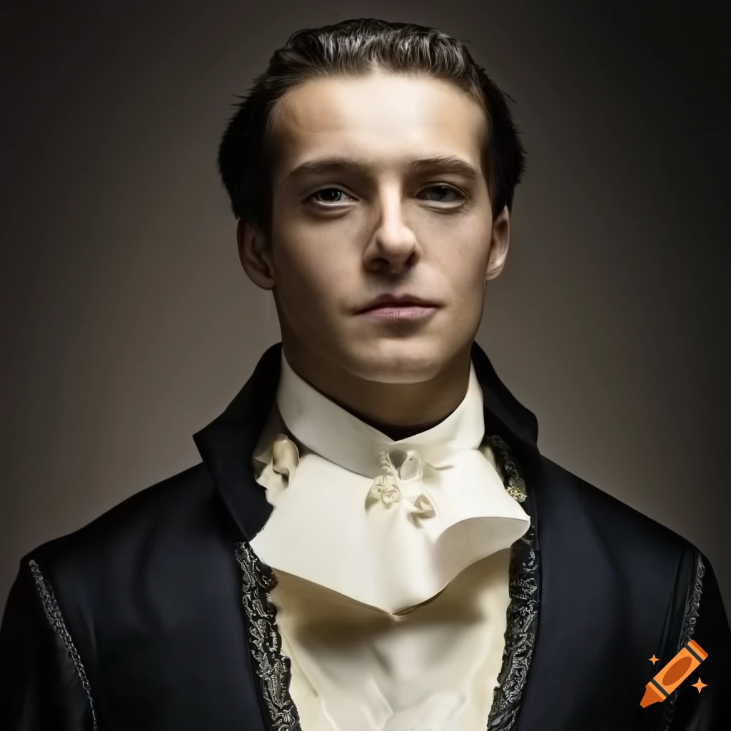 Portrait of a handsome man named Lord Jonathan Argent in a Victorian suit on Craiyon