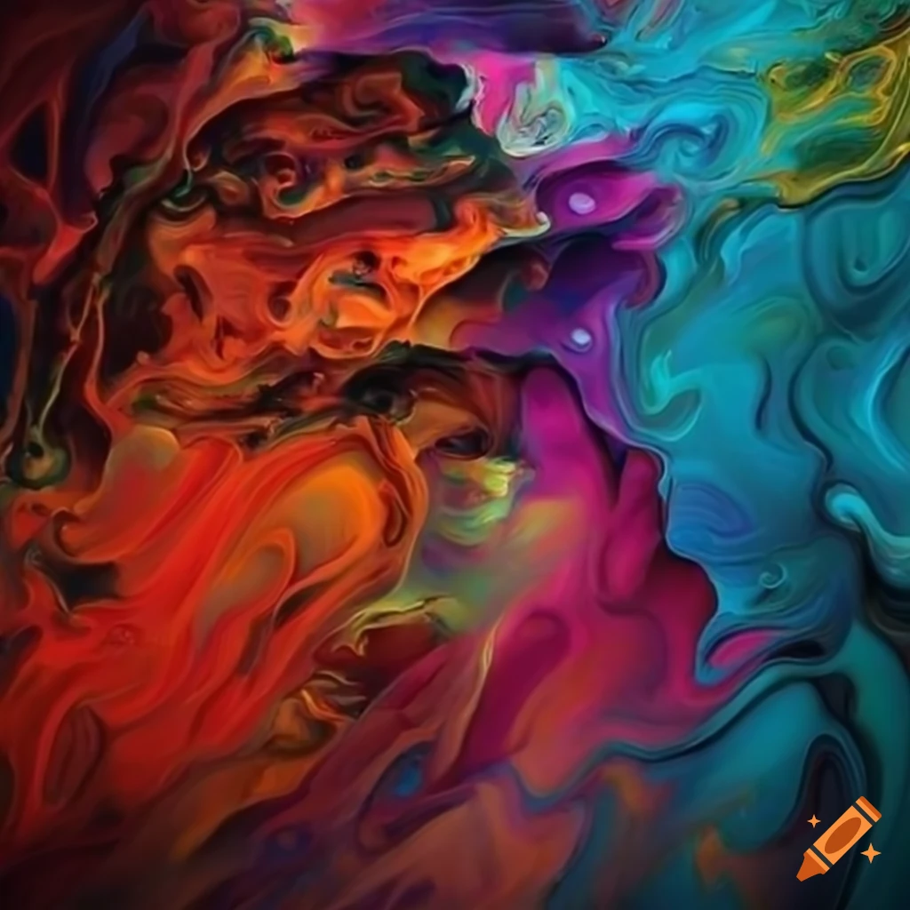 Intricate abstract painting with vibrant colors stimulating imagination ...