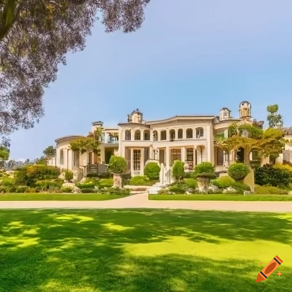 Glamorous California mega-mansion with colorful garden and sunny ...