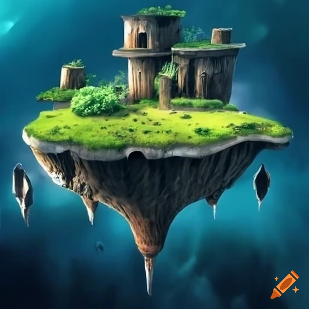 Floating island on Craiyon