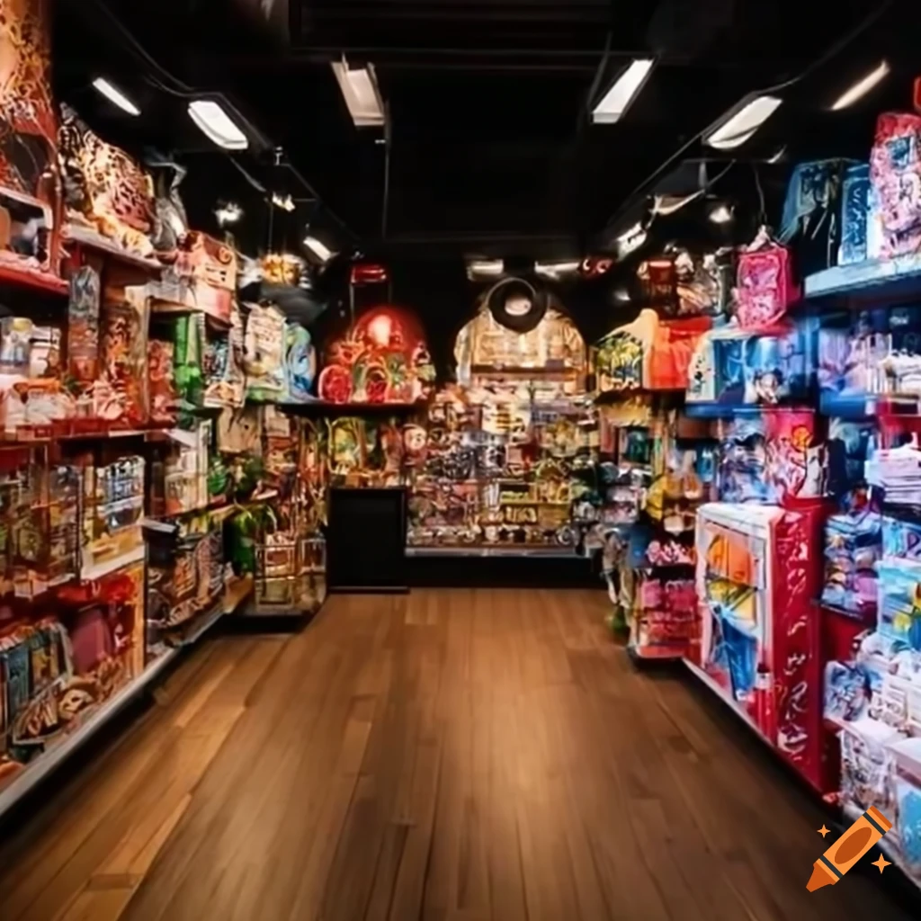 Toy store with a large hall and play area in the center of the store on ...