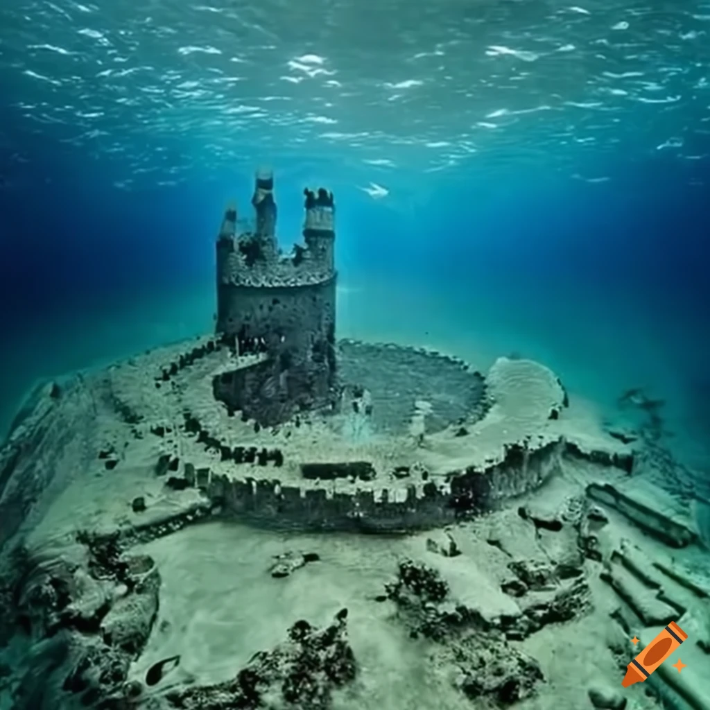 Majestic underwater castle on the sea floor on Craiyon
