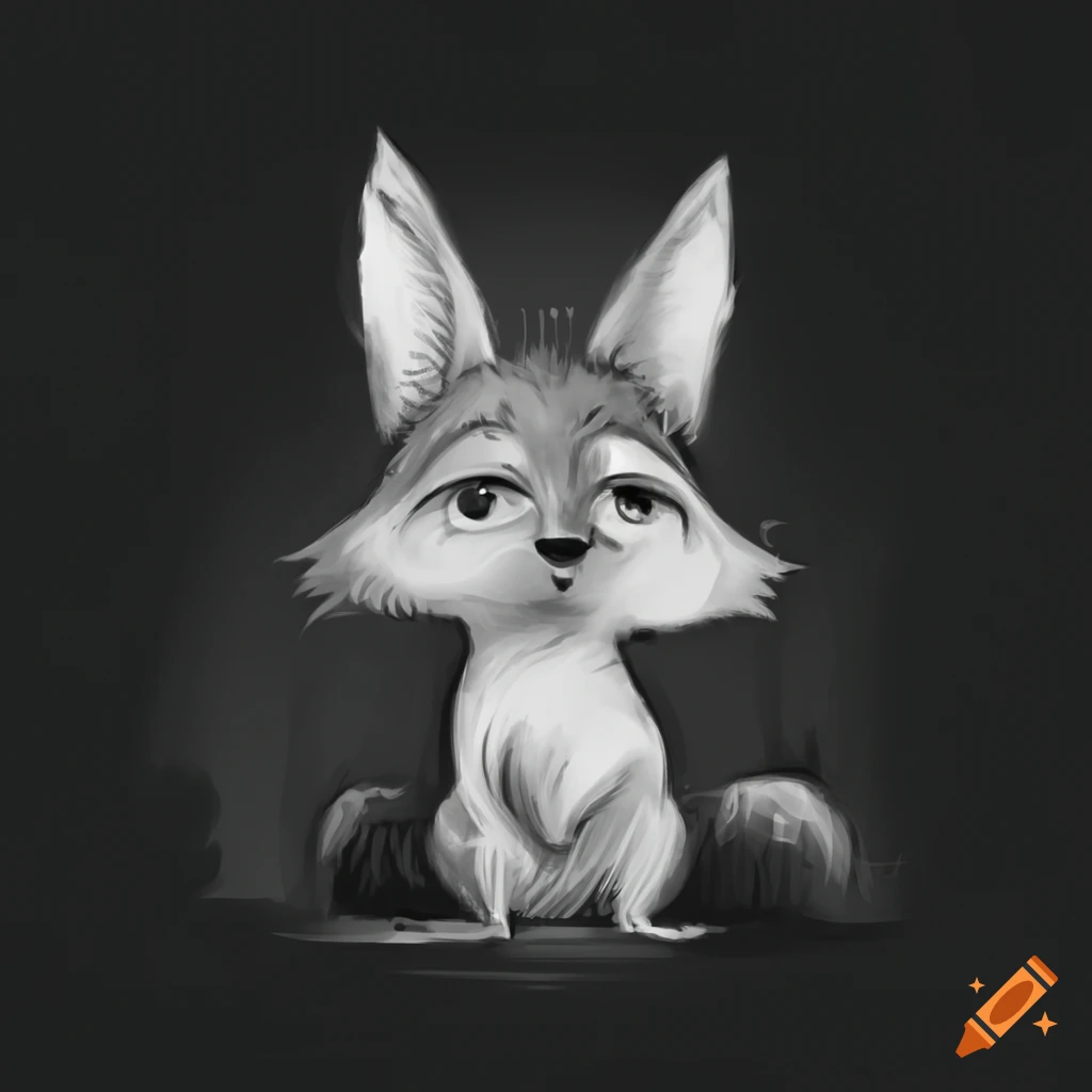 Cartoon fox with depression in a dark atmosphere on Craiyon