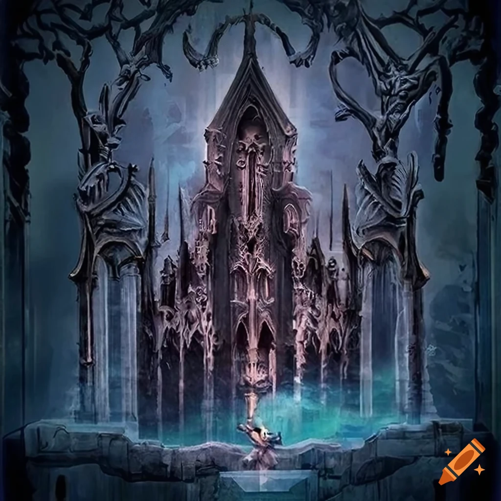 Architectural stave carving of castlevania sotn game map with gothic ...