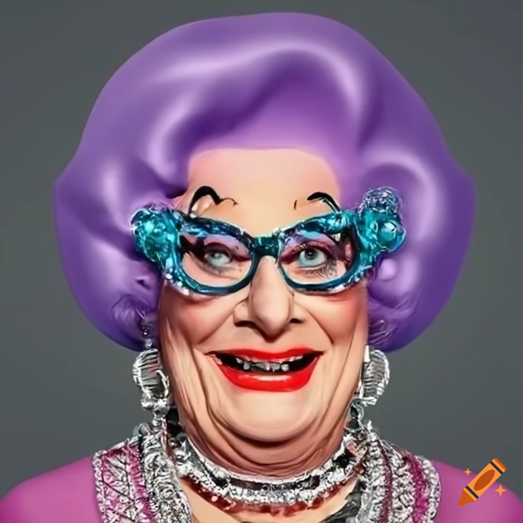 Profile image of dame edna everage as a cyborg with human and robotic ...