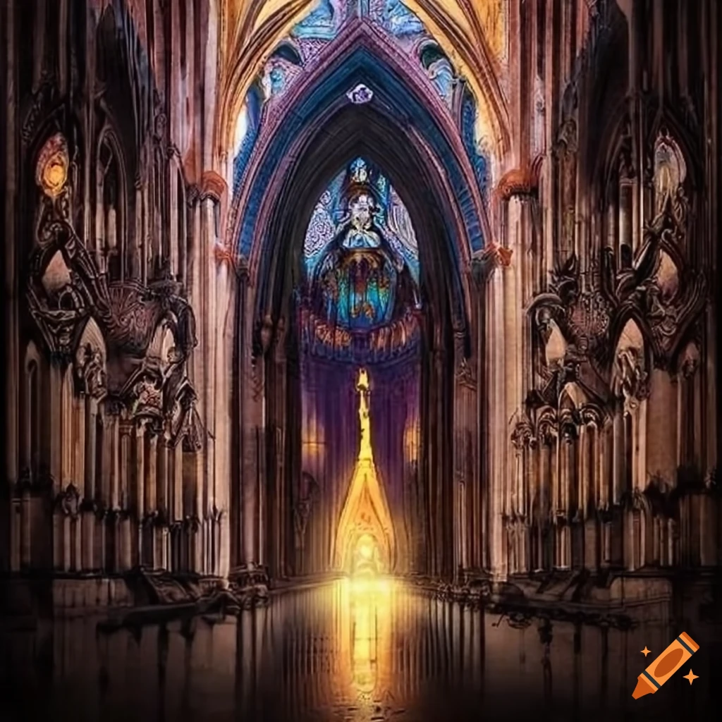 Gothic cathedral with egyptian gods imagery on Craiyon