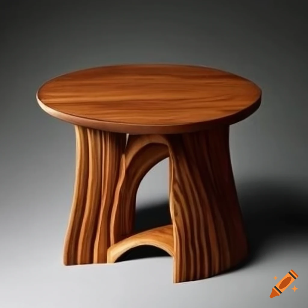 Unique wooden table designs for books and accent furniture on Craiyon