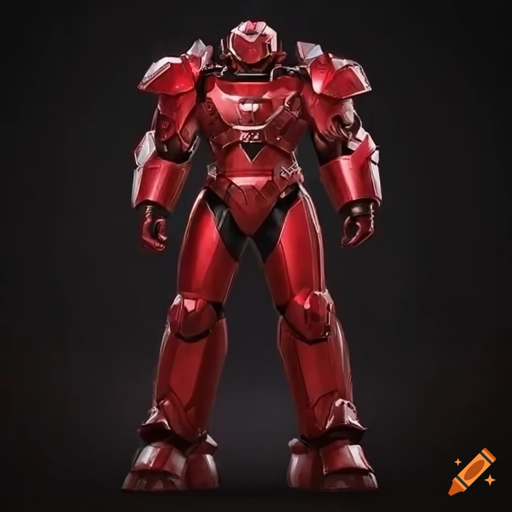 Full body red crystal power armor on Craiyon