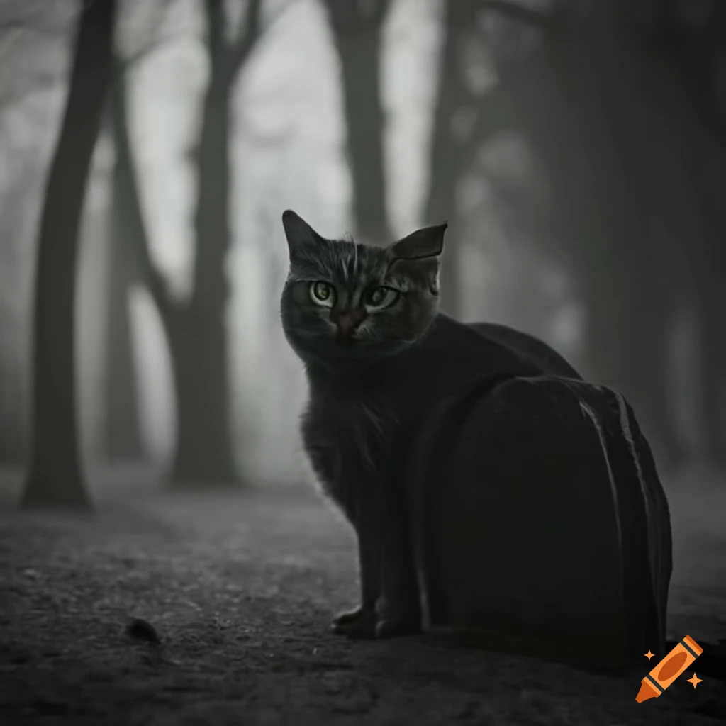 Misty cat in a Gothic graveyard in Stephen Spera style on Craiyon