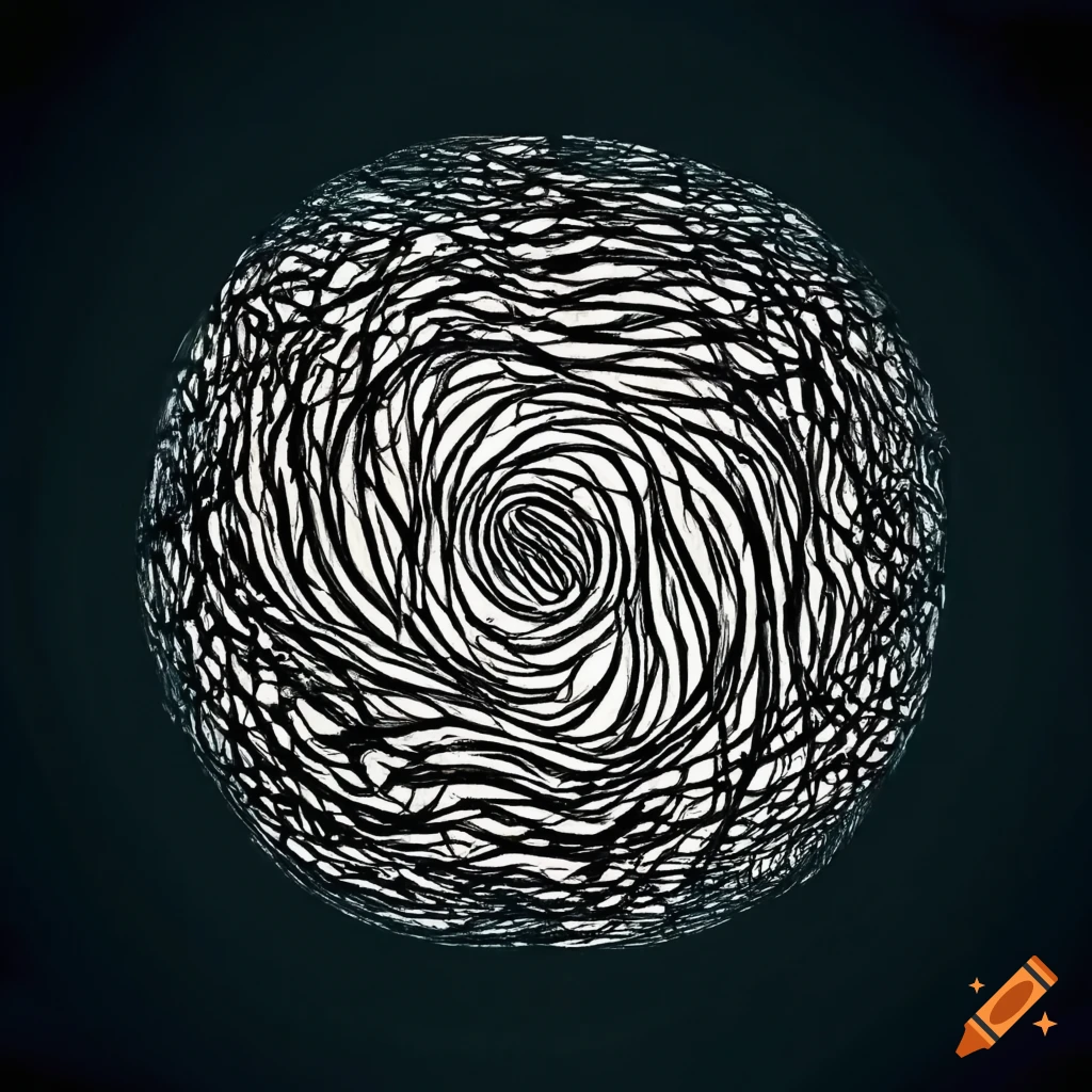 Intricate one line landscape drawing with kodama evolving into ...