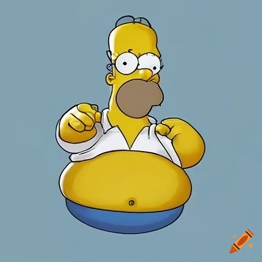 Cartoon character with a big belly and shirt lifted on Craiyon
