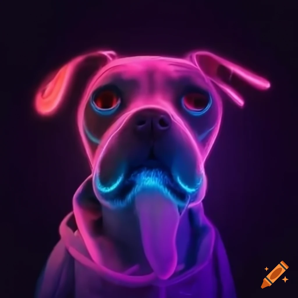 Neon-themed dog with tech gadgets on Craiyon