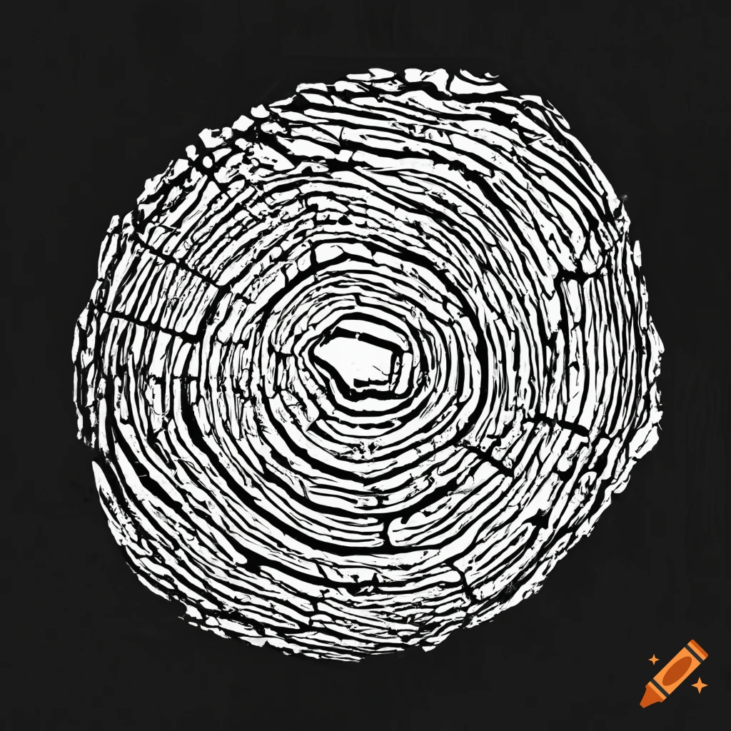 Detailed texture of irregular tree trunk slice in woodcut style on Craiyon