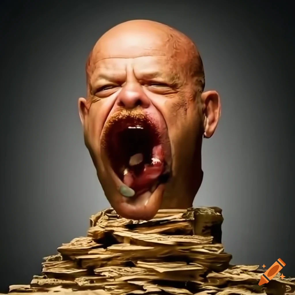 Rick harrison with fried chicken on top of money on Craiyon