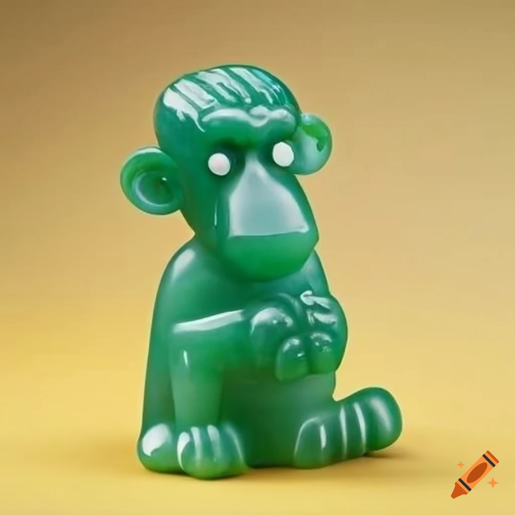 Jade monkey statuette inspired by the Simpsons style on Craiyon