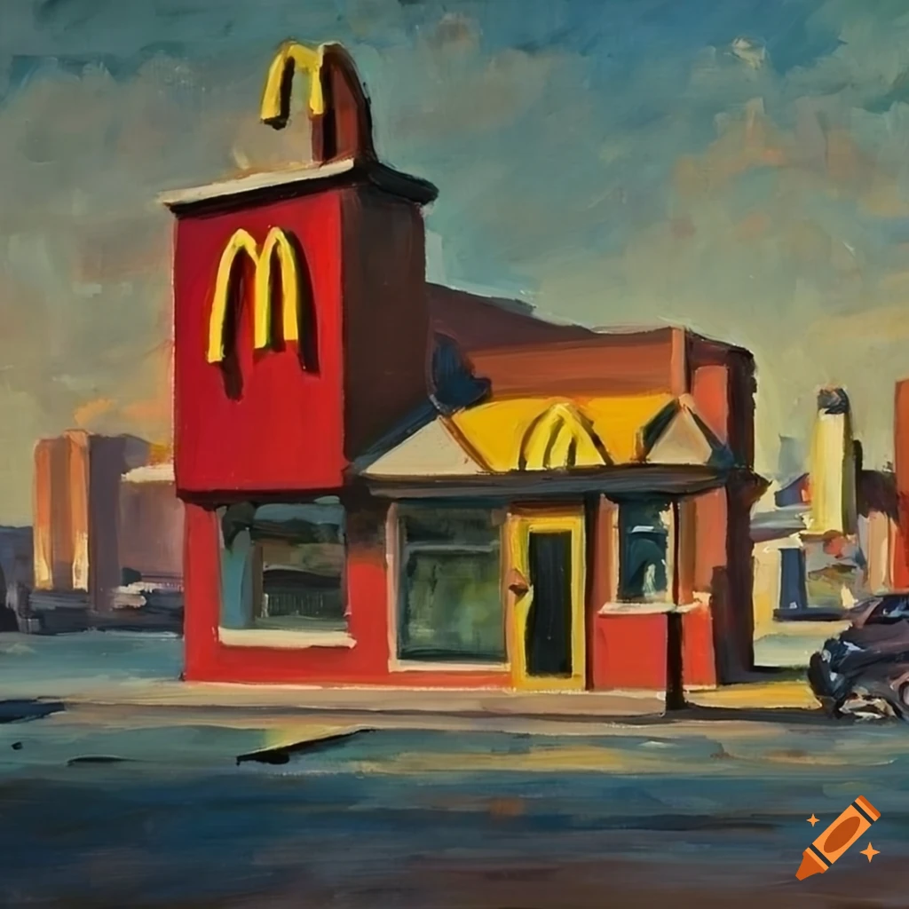 McDonald's building painted in the style of Edward Hopper on Craiyon