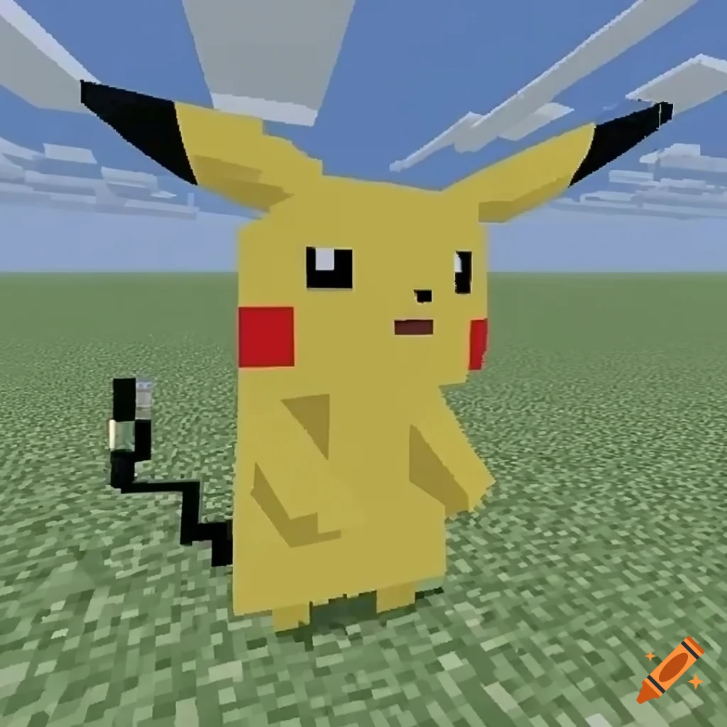 Pikachu character in a minecraft world on Craiyon