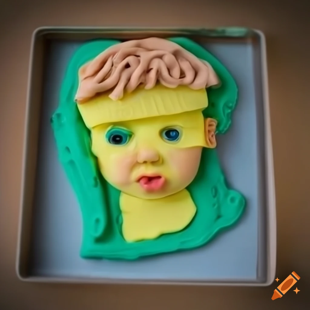 Boy with a computer head made of play doh on Craiyon