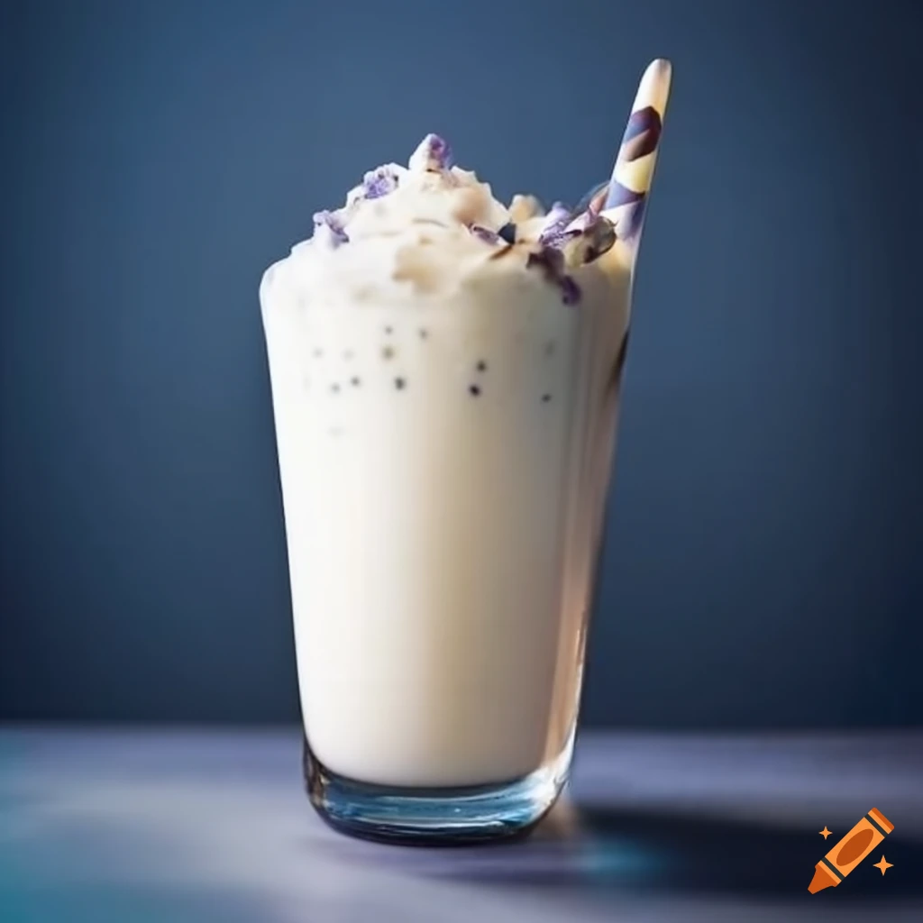 Earl gray and lavender milkshake in a glass on Craiyon