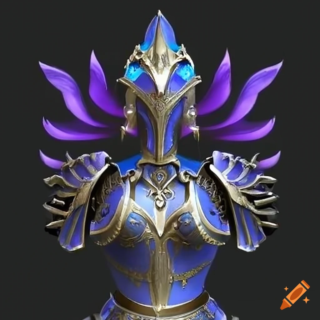 Front view of magical armor with floral design on Craiyon