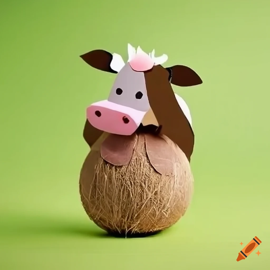 Paper craft coconut sprout cow on Craiyon