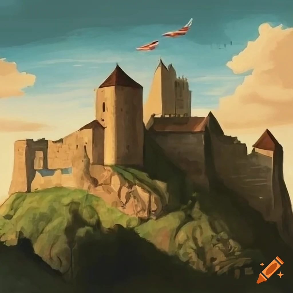 Drawing of a cathar castle on Craiyon