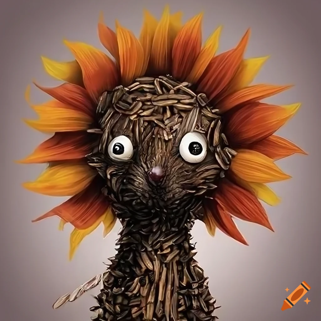 Scared storybook sunflower seed mouse in oil painting style on Craiyon