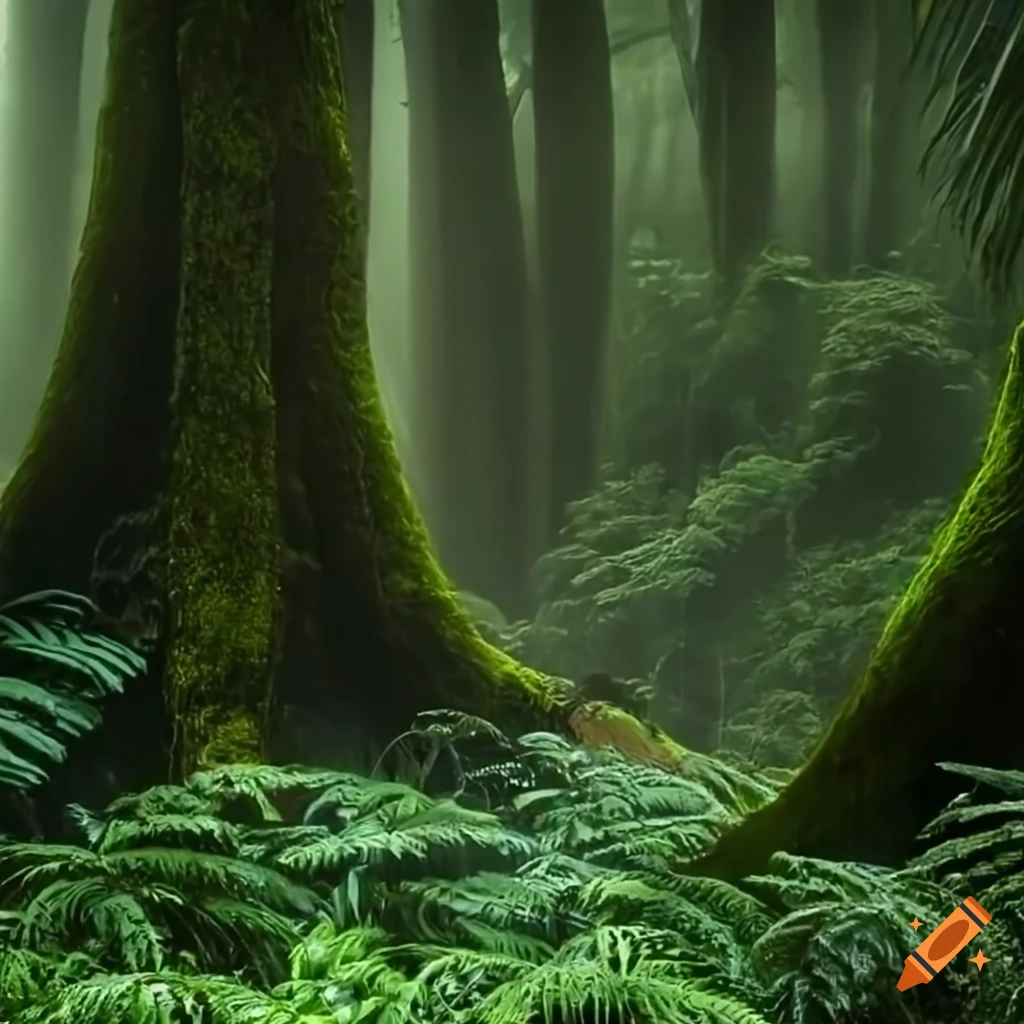 Costa rican deep jungle in mist on Craiyon