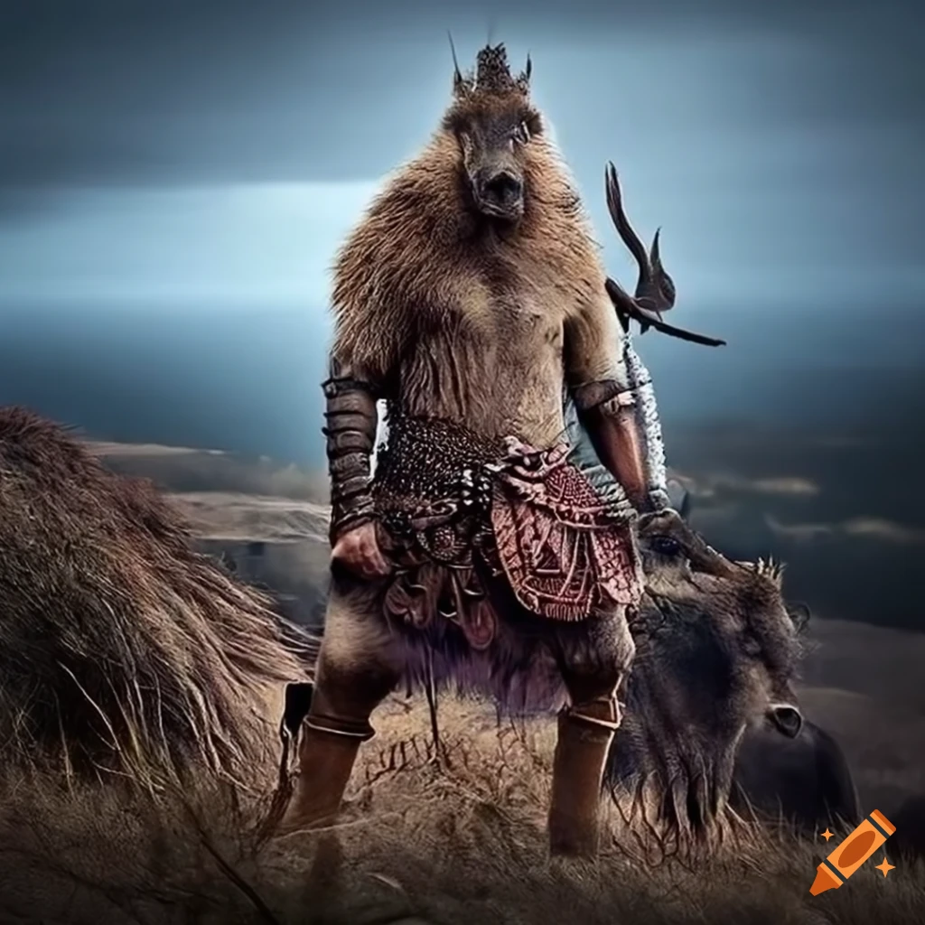 Mythical viking warriors and wild boars in the australian landscape on ...
