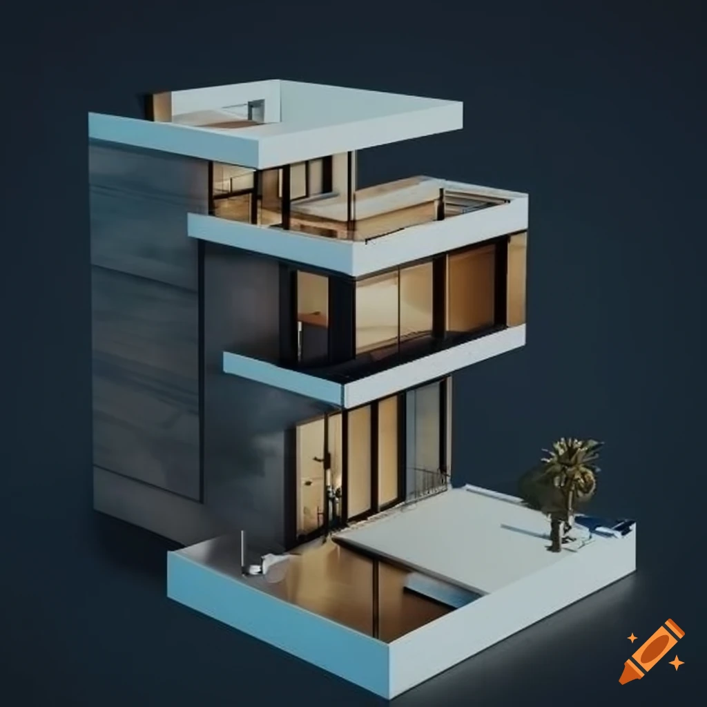 Modern house 3d model for blender on a 200 sqm area on Craiyon