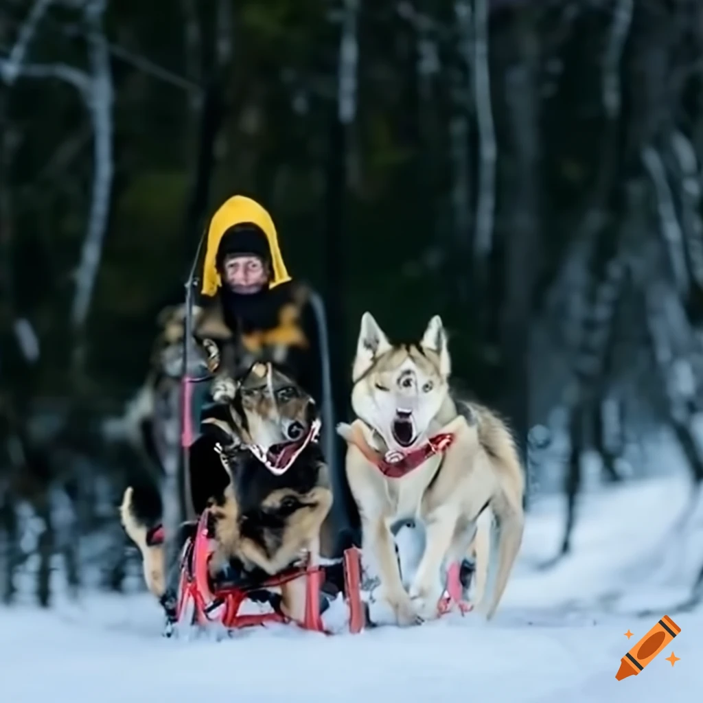 Dog sled team on Craiyon