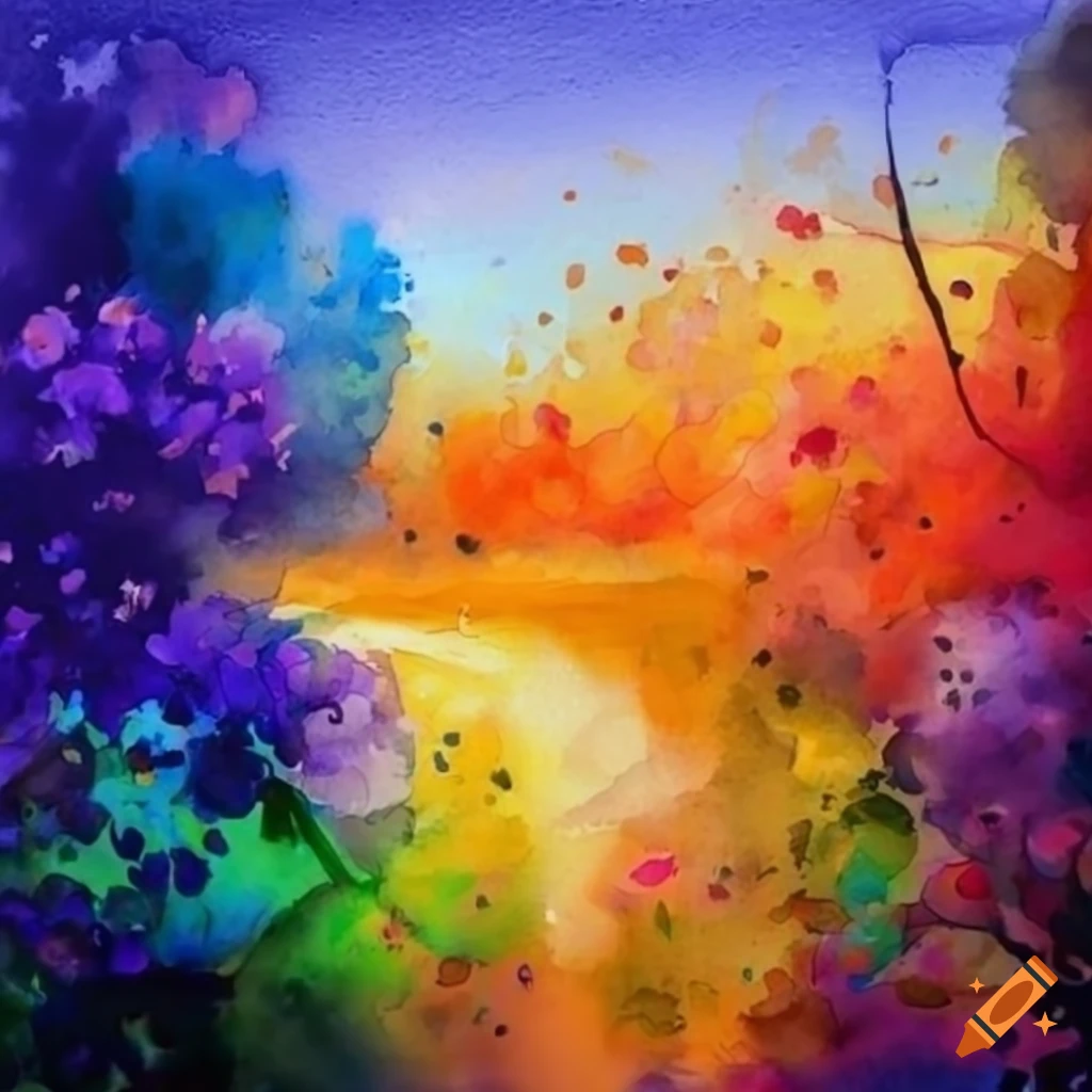 Beautiful garden gradient in watercolor style on Craiyon