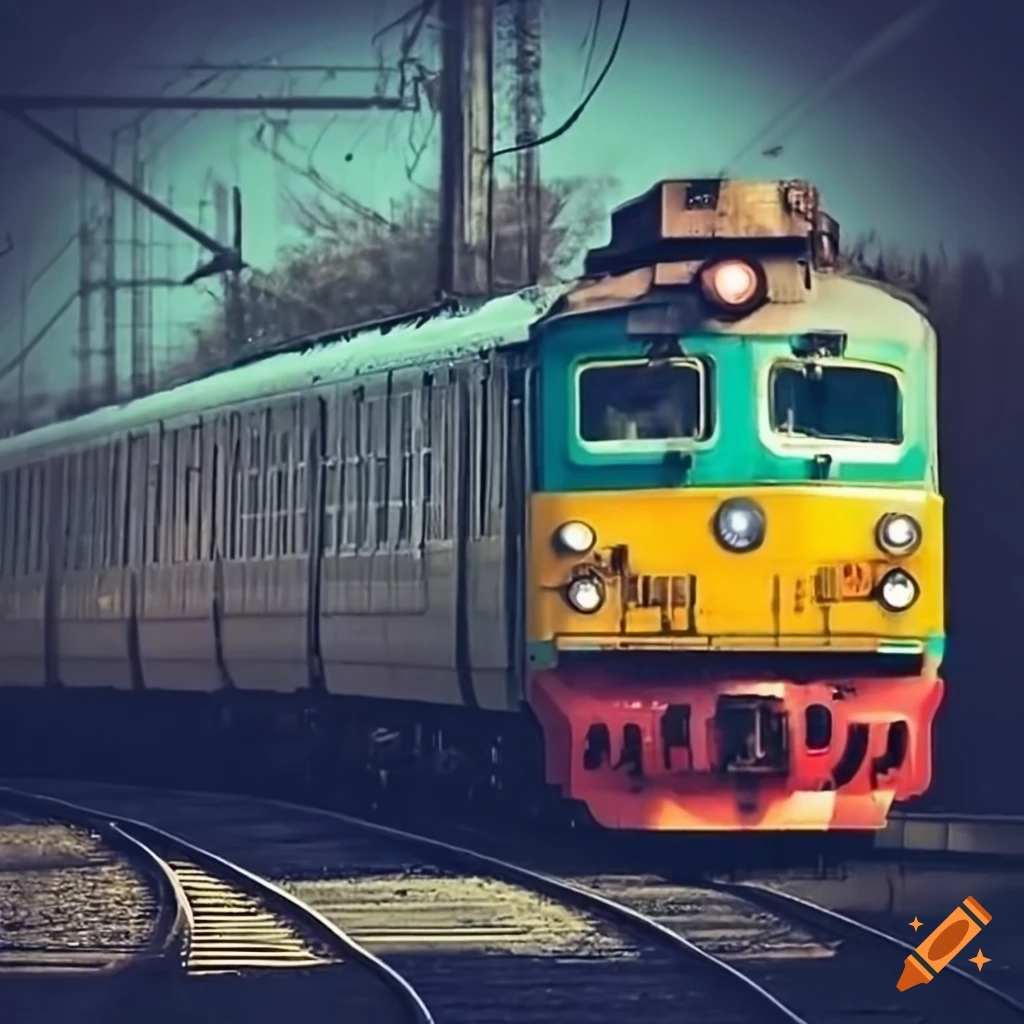 Mid-quality photo of a train on Craiyon