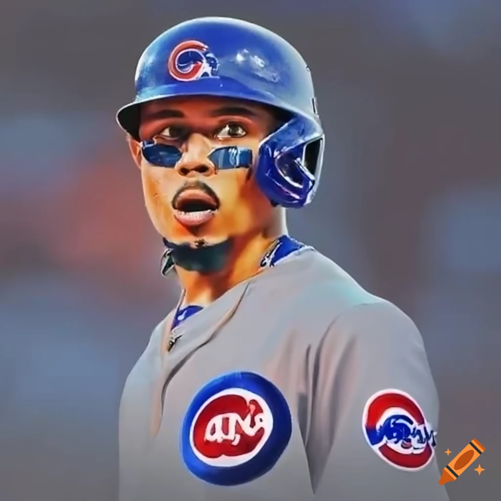 Mookie Betts wearing a Chicago Cubs uniform on Craiyon