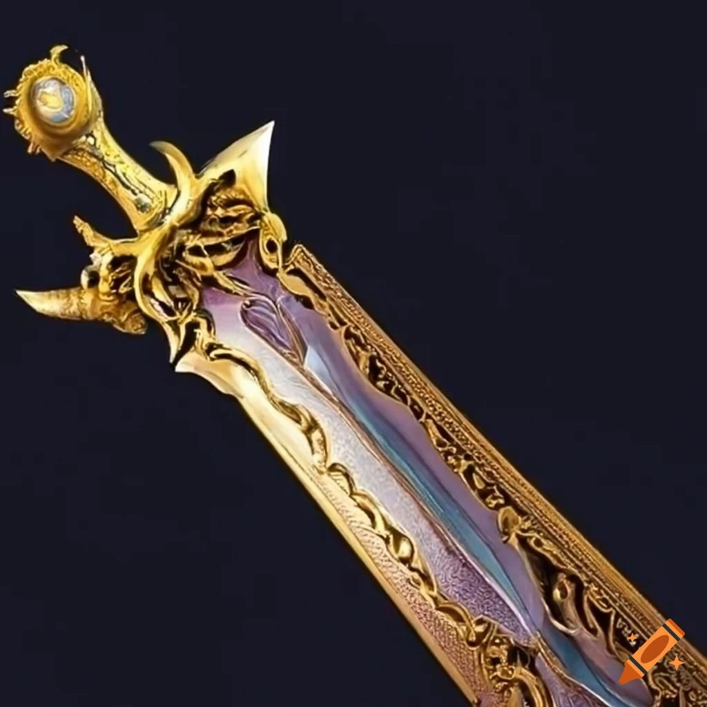 Powerful mystic golden elaborate sword on Craiyon