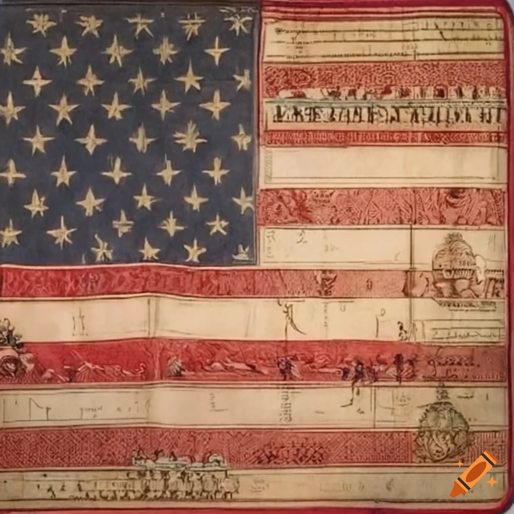 Close-up of united states founding document on Craiyon